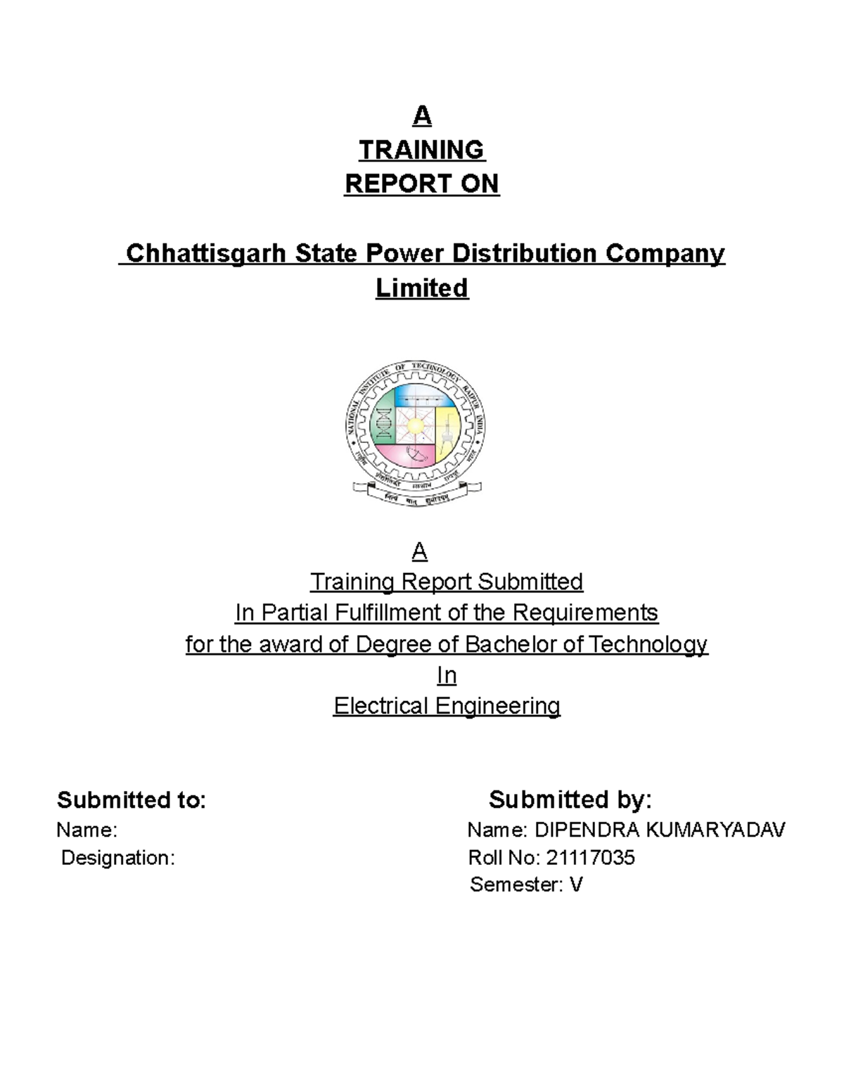 Cspdcl_report_after_2_year - A TRAINING REPORT ON Chhattisgarh State ...