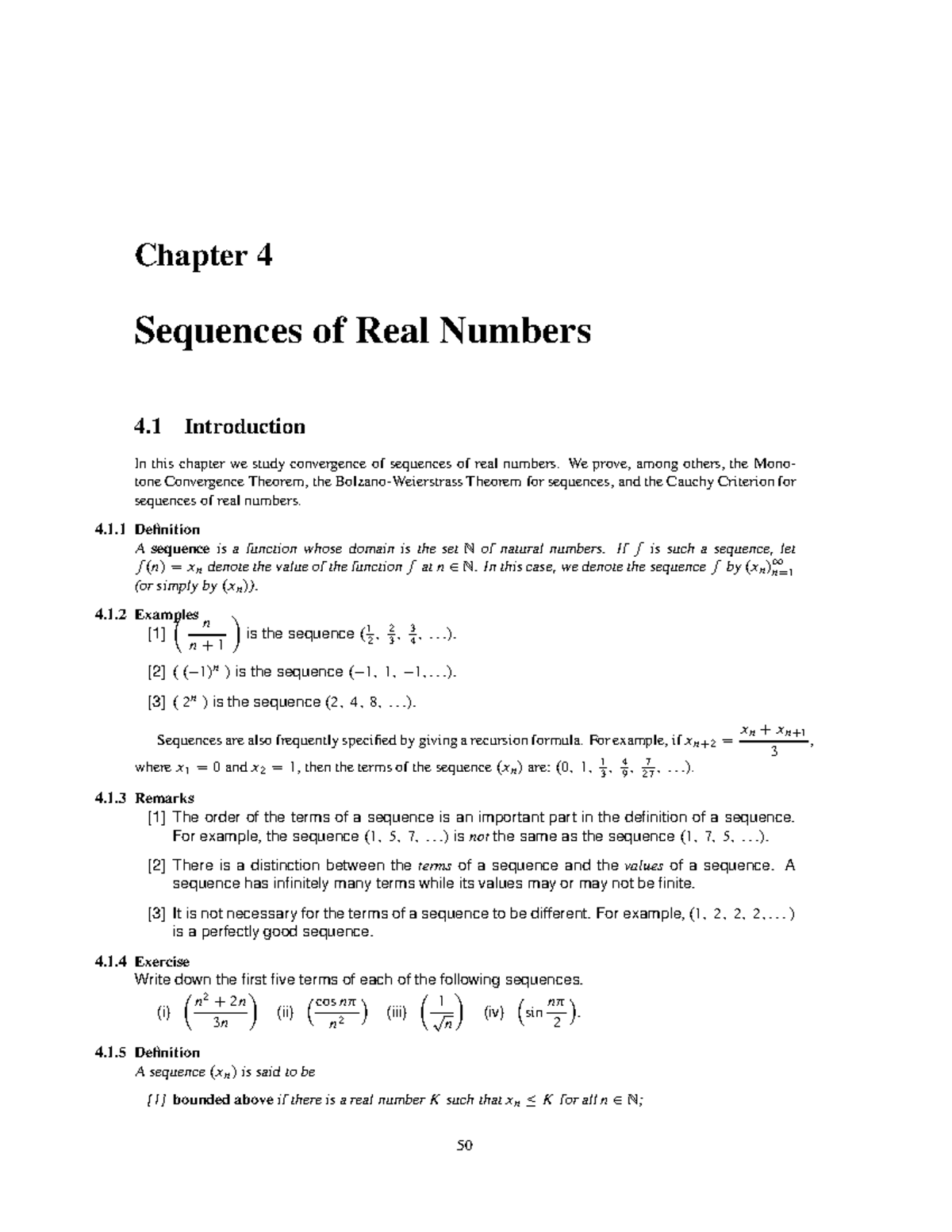 Introduction to topology lecture notes by imagri - Chapter 4 Sequences ...