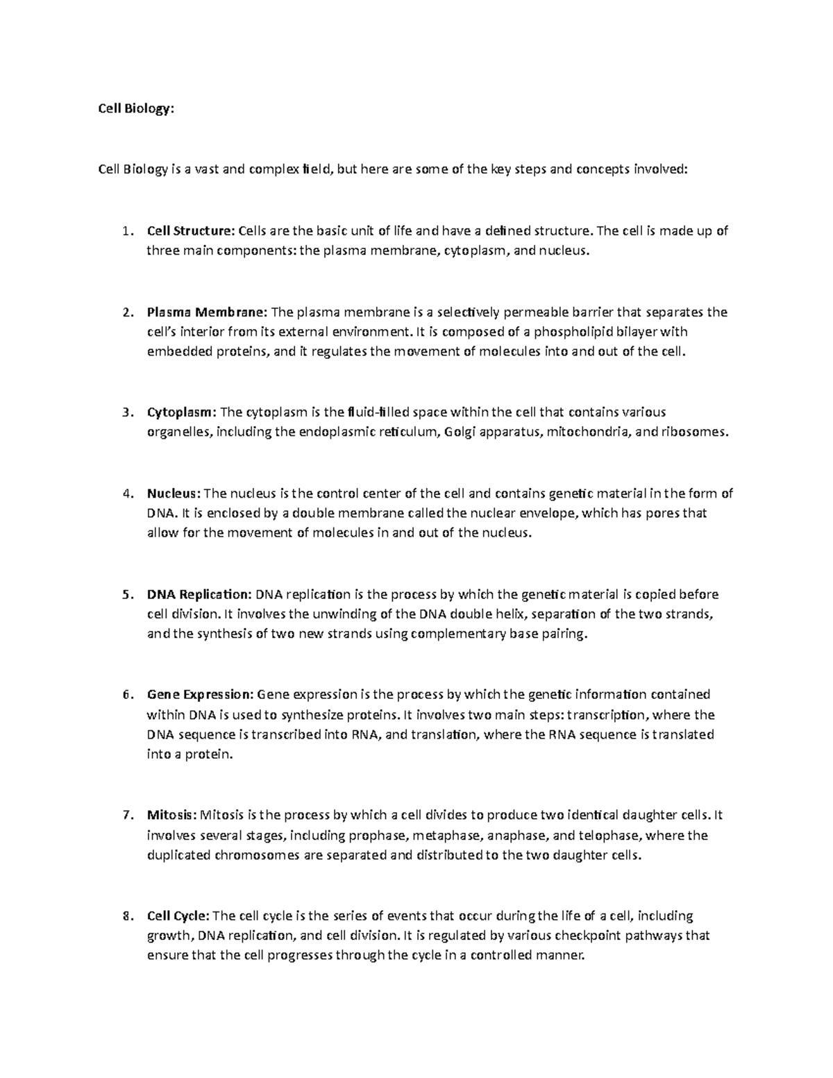 Cell Biology - Cell Biology: Cell Biology is a vast and complex field ...