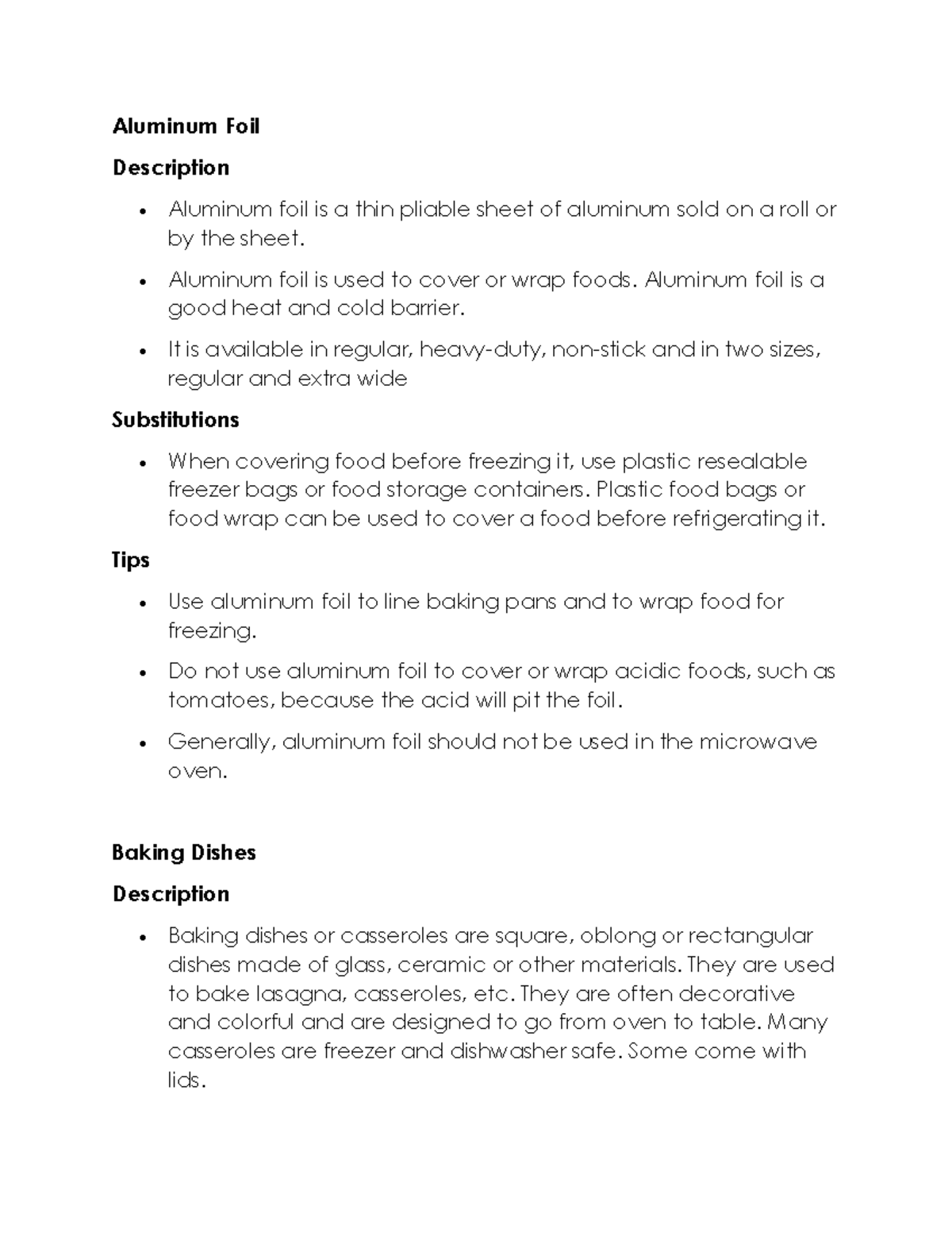 Kitchen Utensils AND ITS USES 2 - Aluminum Foil Description Aluminum ...