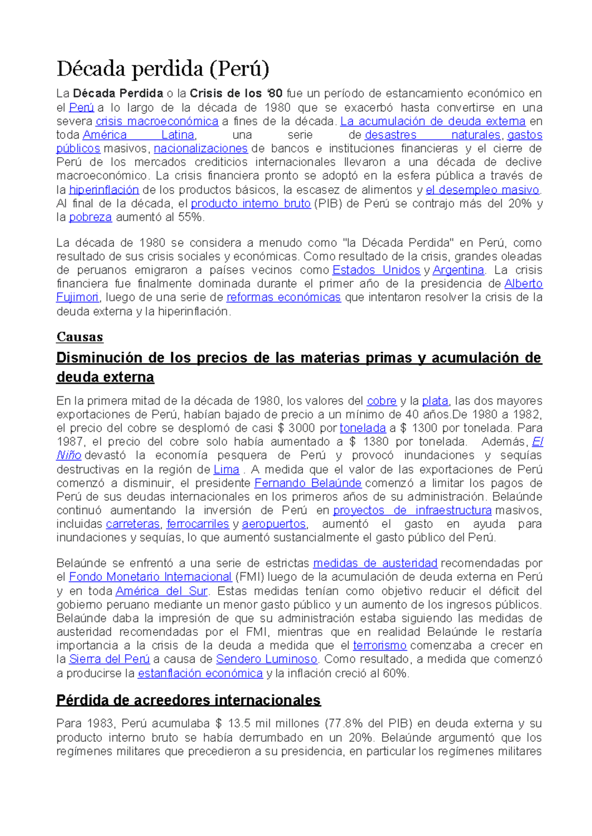 Década perdida- Crisis DE LOS 80- Sesion 15 - Década perdida (Perú) La ...