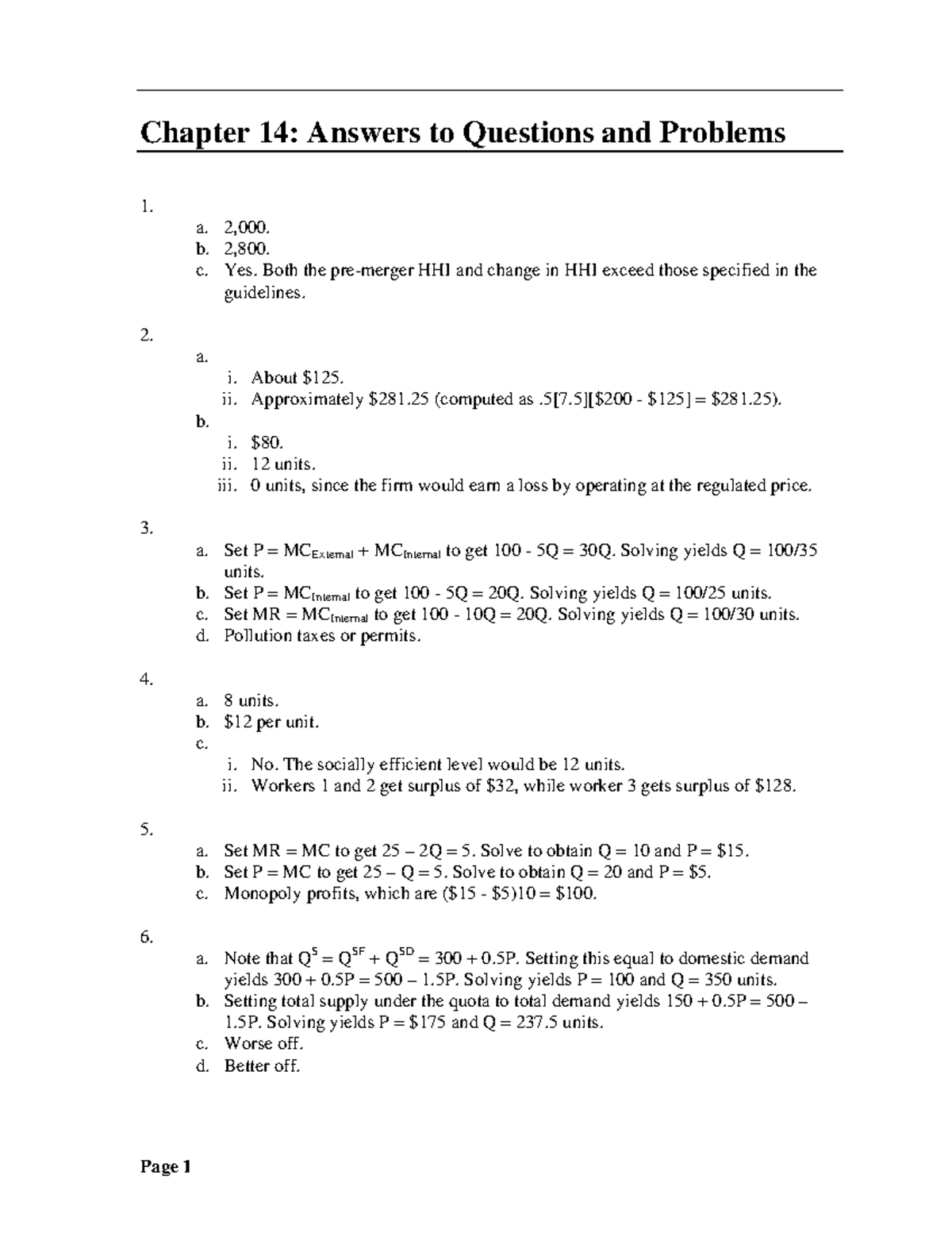 Chapter 14 - solution manual for managerial economics & business ...