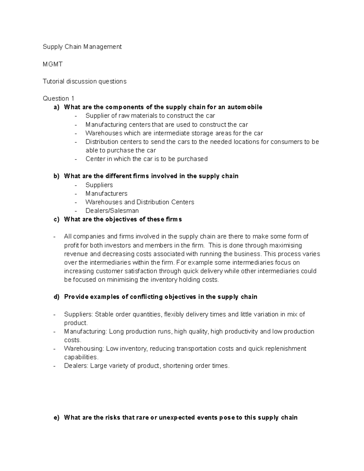 Supply Chain Management - Supply Chain Management MGMT Tutorial ...