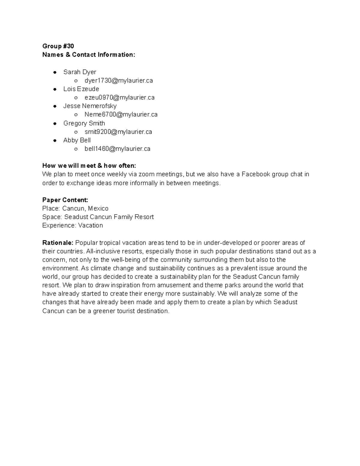 GG 294 Group Research Project Stage #1-1 - Group # Names & Contact ...