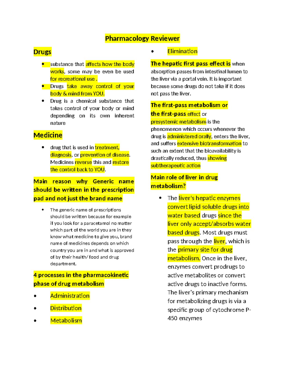 Pharmacology Reviewer - Pharmacology Reviewer Drugs substance that ...