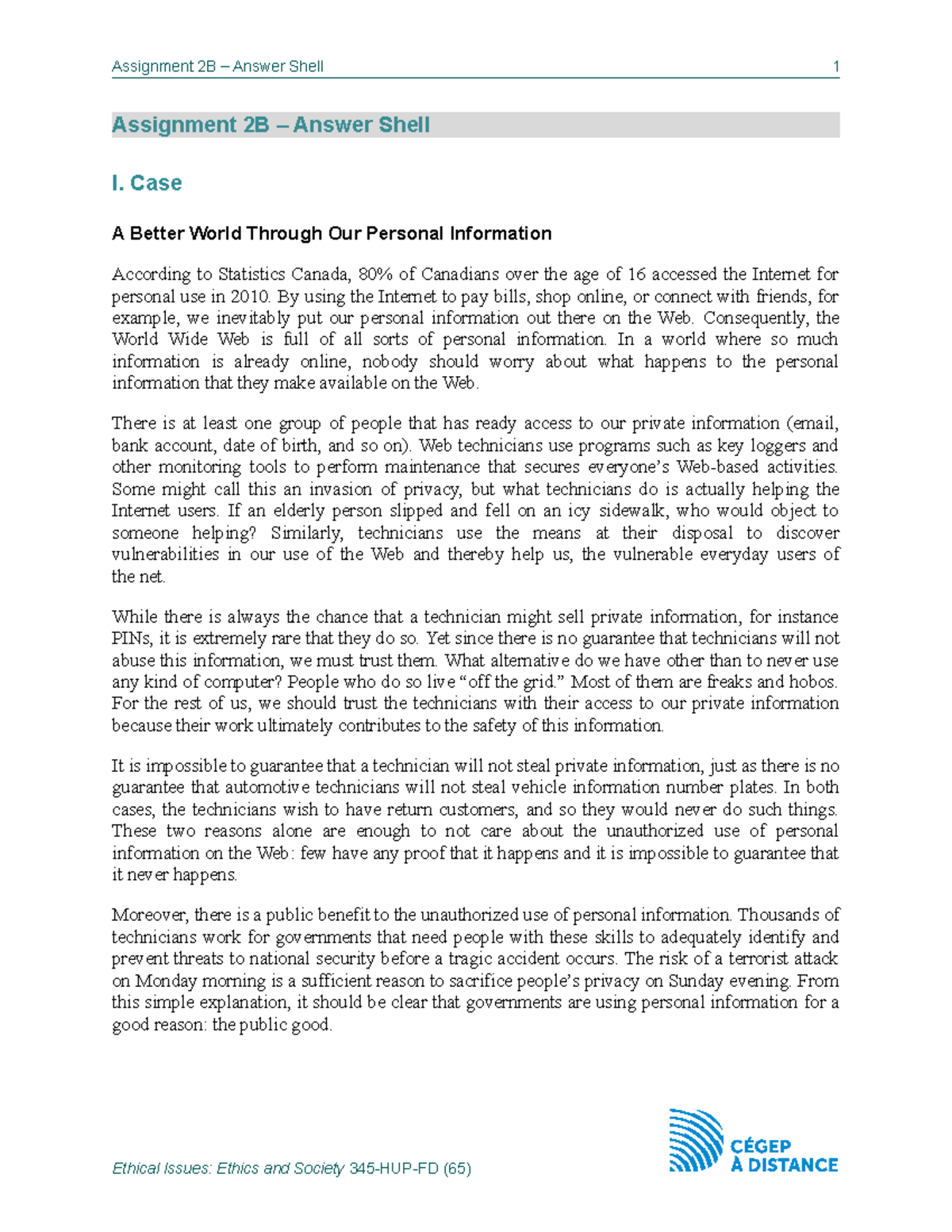 345-HUP-FD assign 02B answer shell - Assignment 2B – Answer Shell I ...