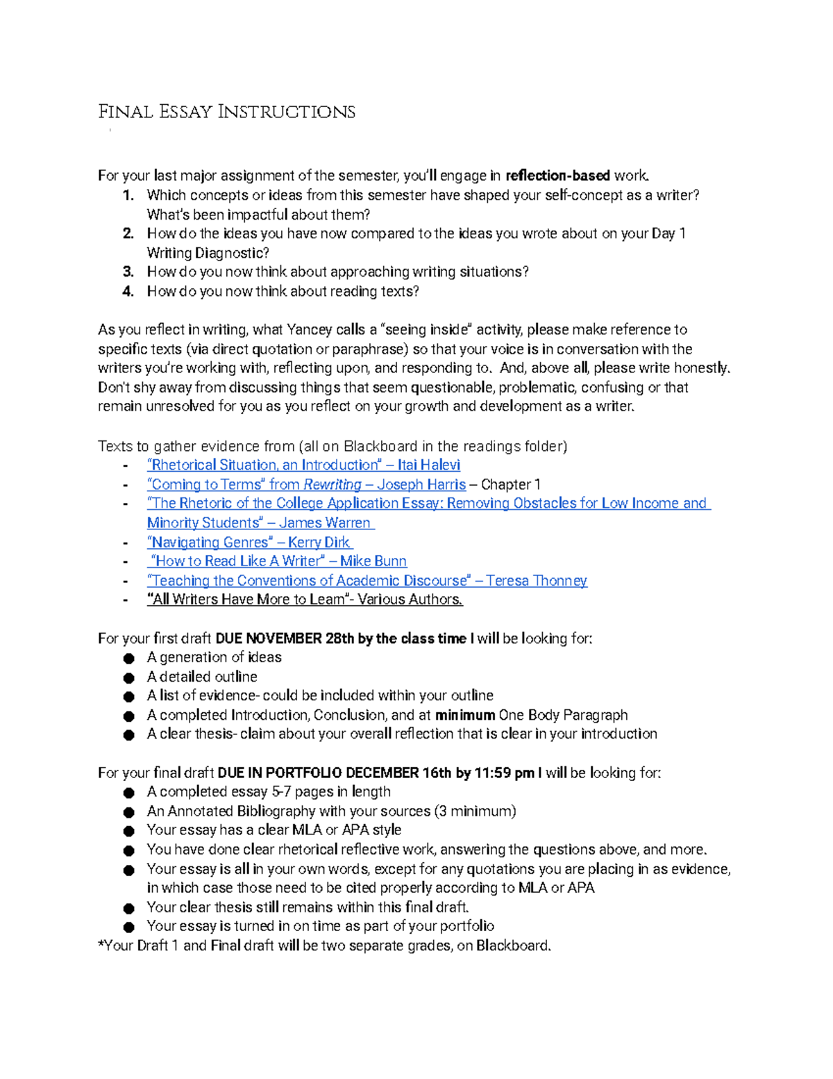 Final Essay Instructions - 1. Which concepts or ideas from this ...