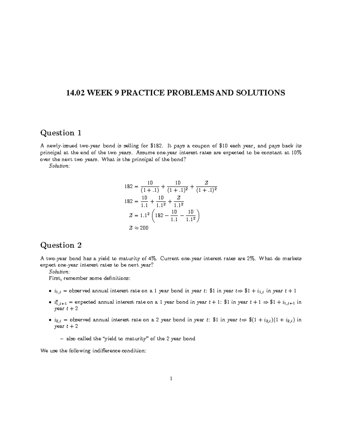 WEEK 9 Practice Problems AND Solutions - Recitation 9 - Solutions Stacy Carlson December 5th ...