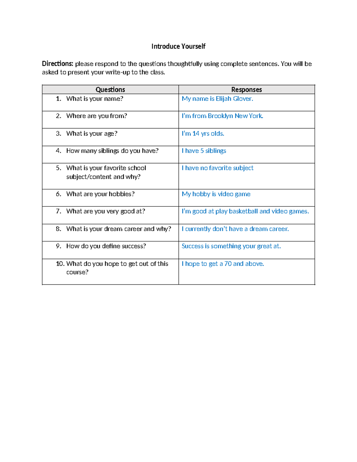 Sfint-Self-Introduction Assignment Template-1 - Introduce Yourself ...