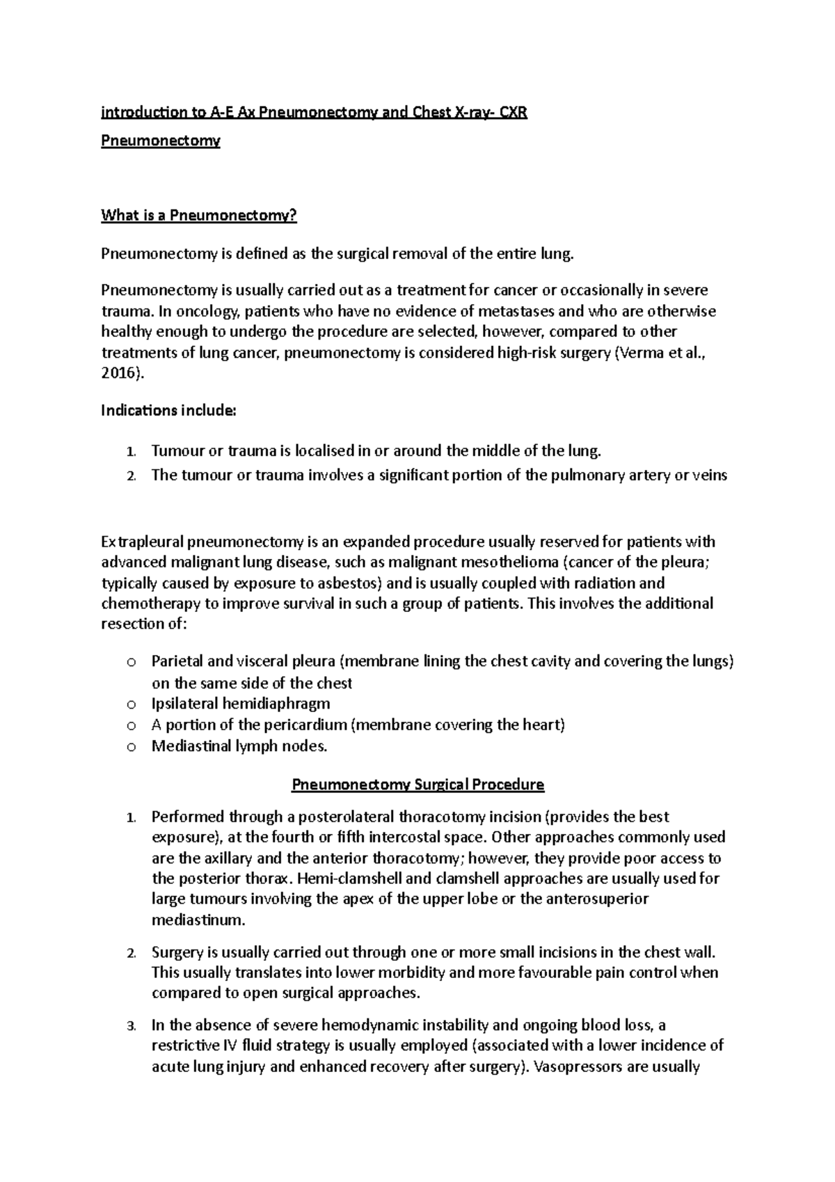 Introduction to A-E Ax Pneumonectomy and Chest X-ray- CXR ...