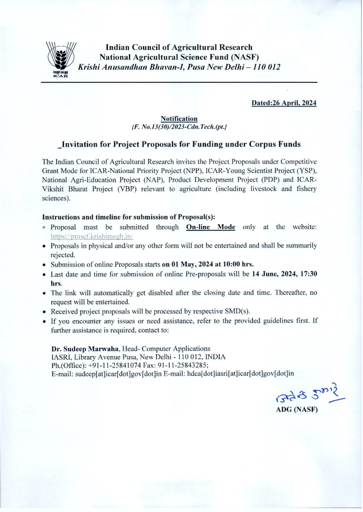 Invitation for Project Proposals for Funding under Corpus Funds 0001 ...