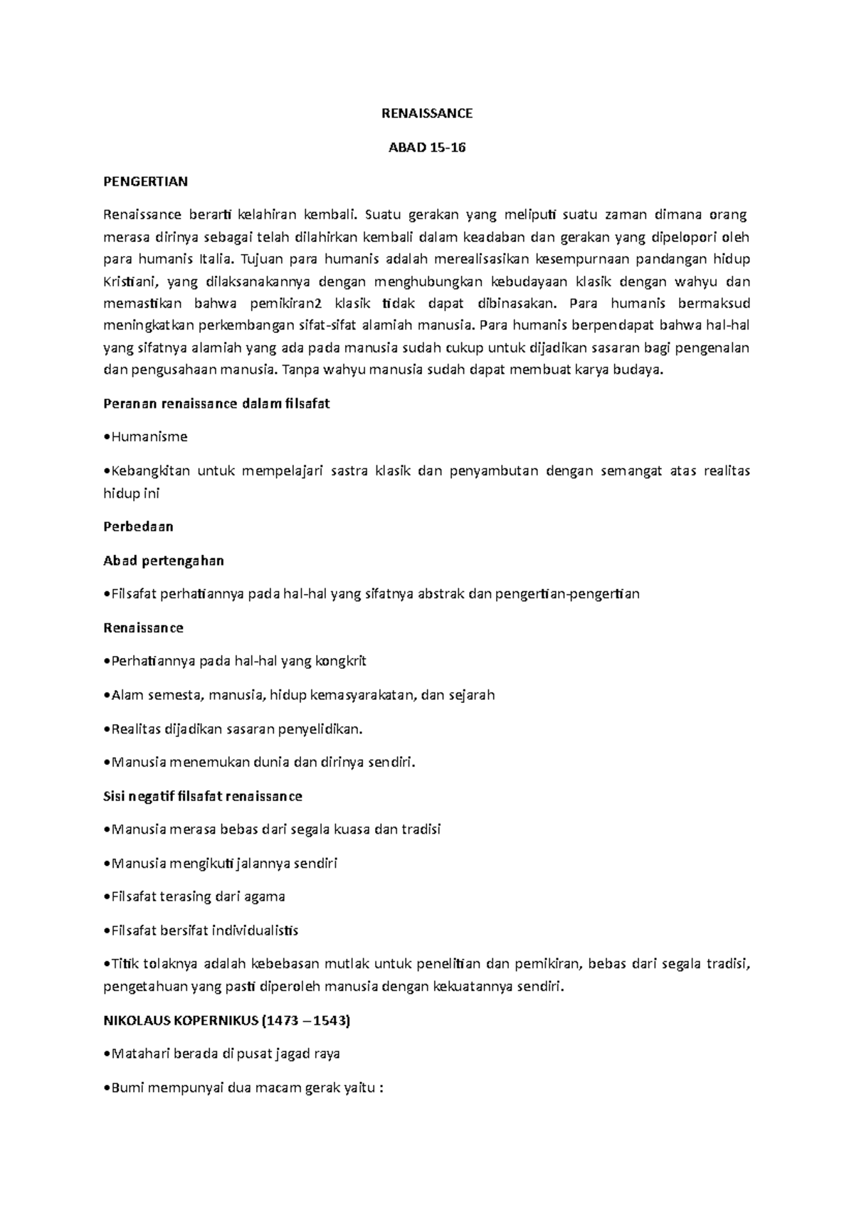 Renaissance - RENAISSANCE ABAD 15- PENGERTIAN Renaissance berarti ...