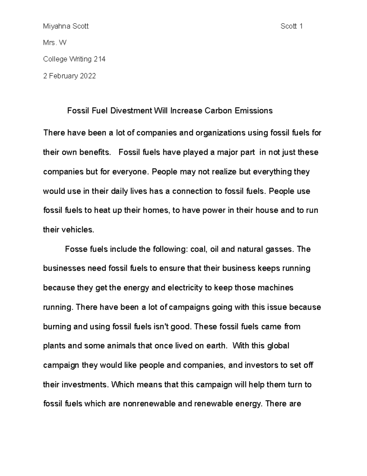 Fossil Fuel Divertment Will Increase Carbon Emissions - Mrs. W College ...