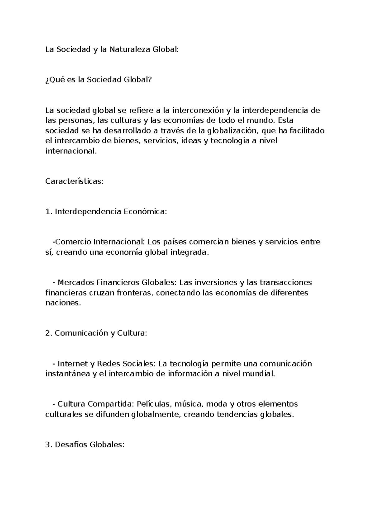 La naturaleza y la sociedad global - La Sociedad y la Naturaleza Global ...