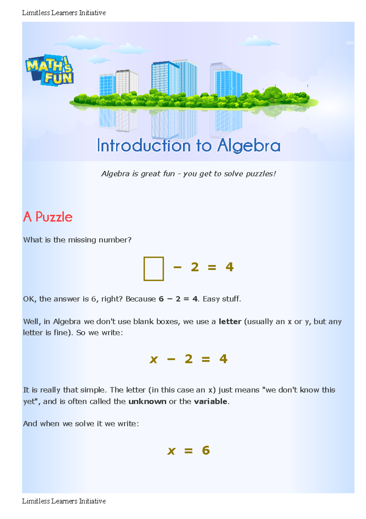 Algebra - Practice paper - Introduction to AlgebraIntroduction to ...