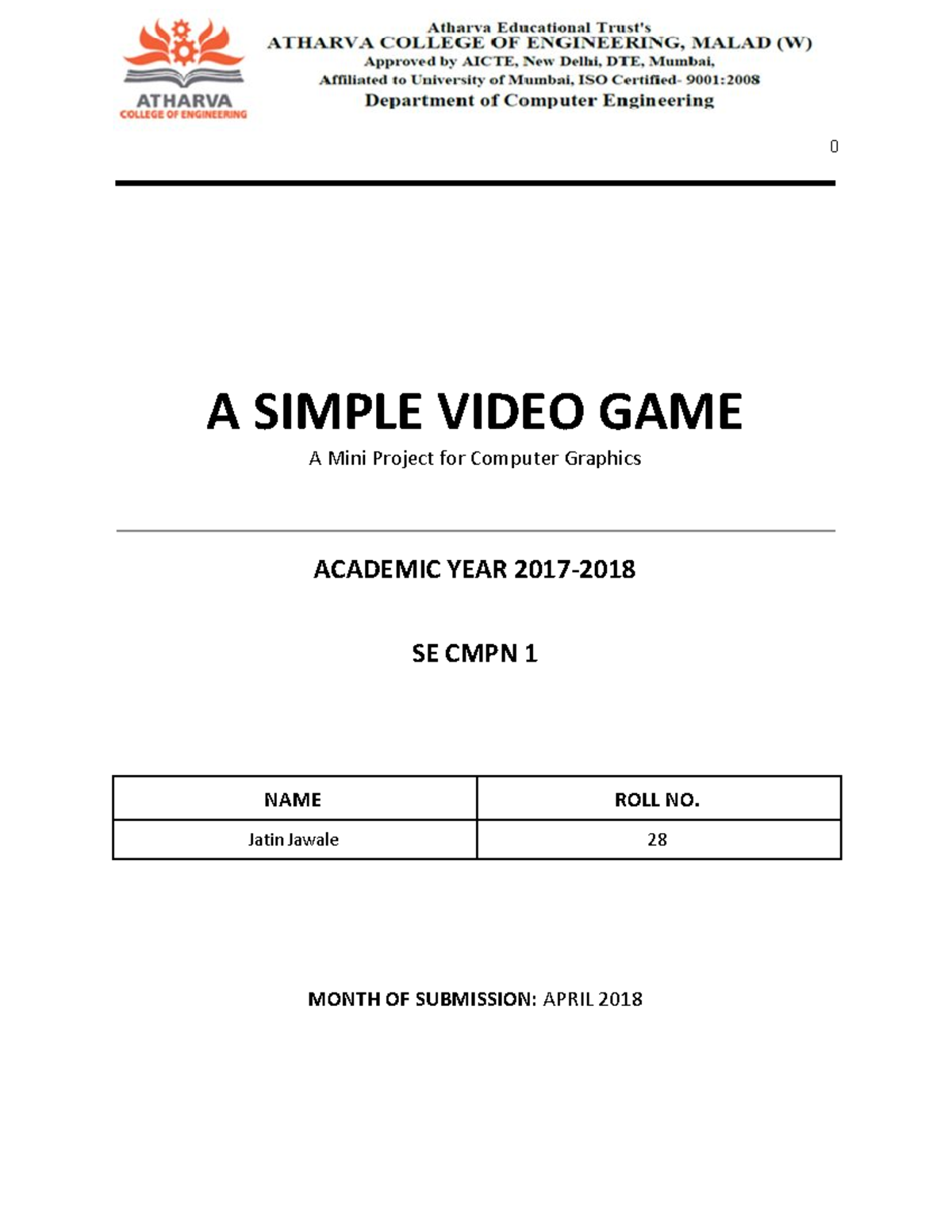 CG Mini Project - 0 A SIMPLE VIDEO GAME A Mini Project for Computer ...