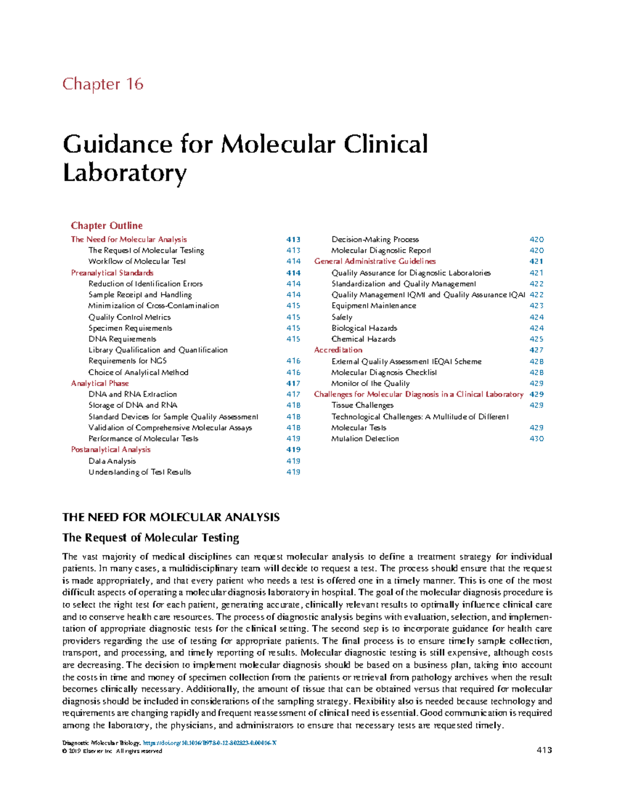 Molbio lab part - Chapter 16 Guidance for Molecular Clinical Laboratory ...