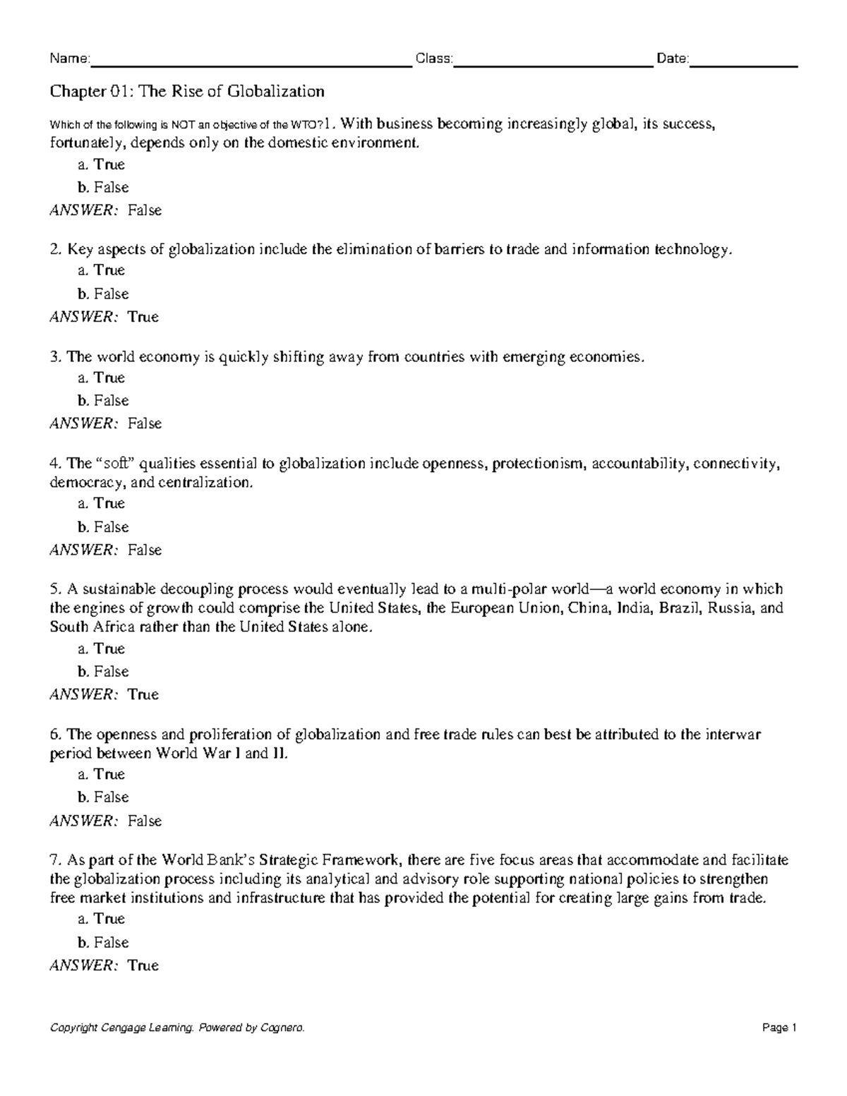 Ba310Exams Practice CH 01 - Chapter 01: The Rise of Globalization Which ...