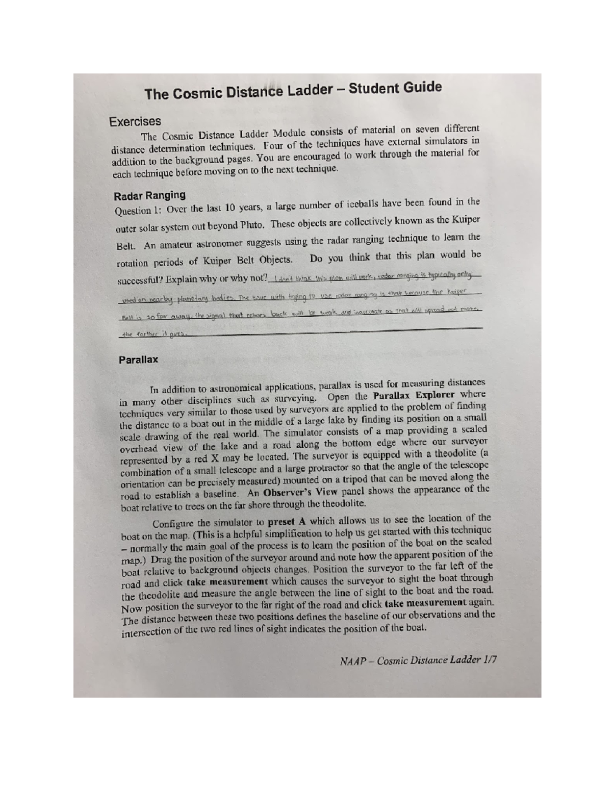 Astro lab cosmic - The Cosmic Distance Ladder Student Guide Exercises ...