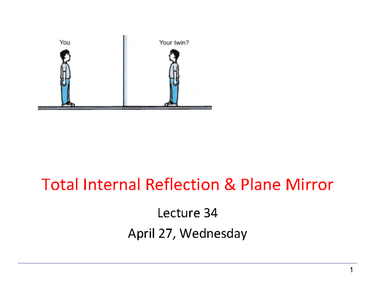 L34-Total internal reflection - Total Internal Reflection & Plane ...
