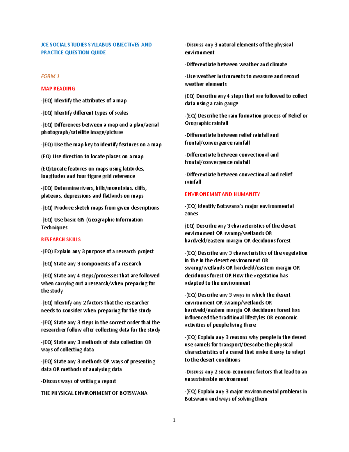 1708947642681 JCE 1 Social Studies Syllabus Objectives AND Practice ...