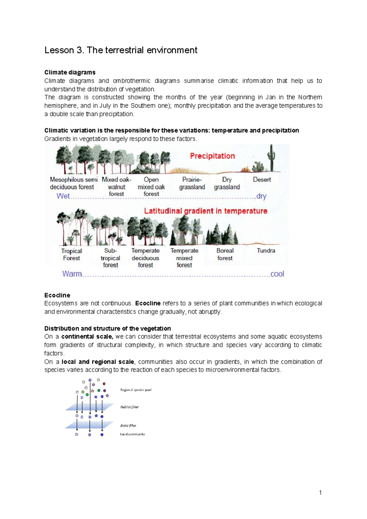 Lesson 3: Terrestrial environment - Lesson 3. The terrestrial ...