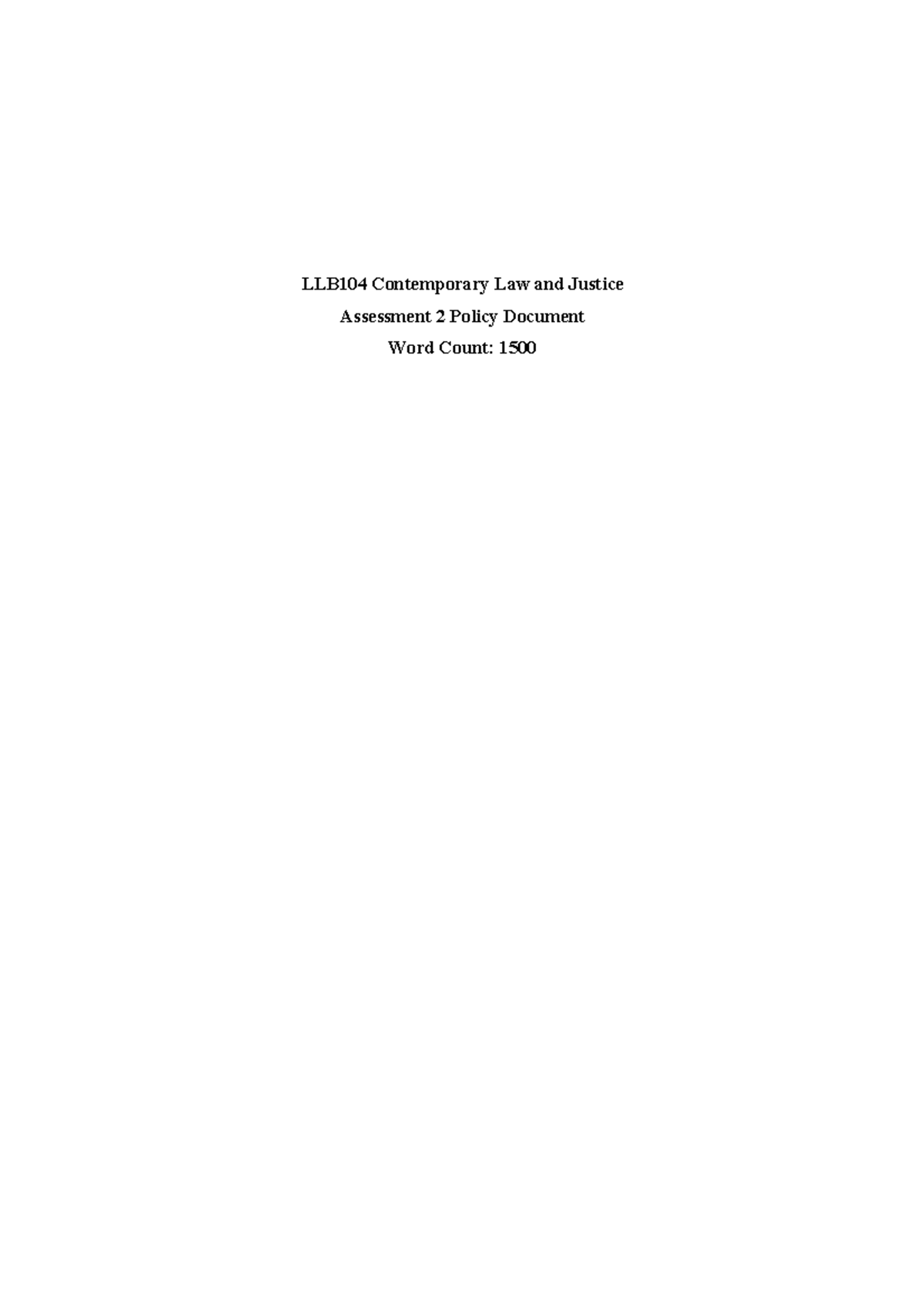 Exemplar A - Example to look at it - LLB104 Contemporary Law and ...