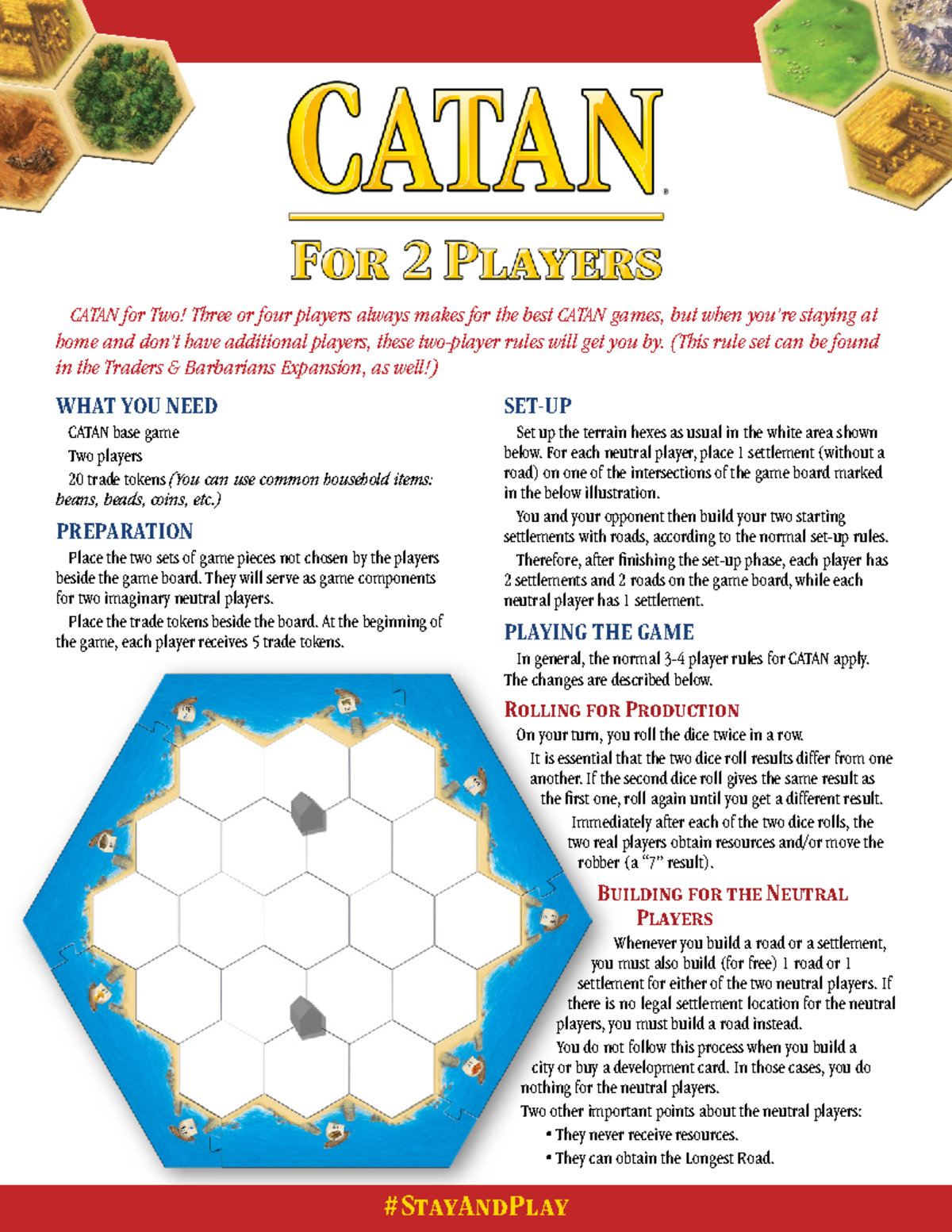 Catan For 2 Players Rules Used For Groups Of 2 CATAN For Two Three