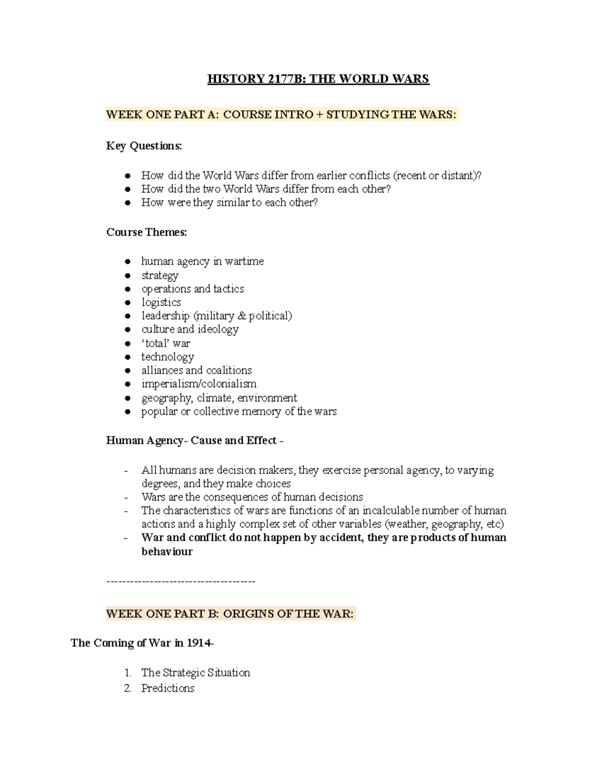 2177B World WARS Notes In Person Lecture - HISTORY 2177B: THE WORLD ...