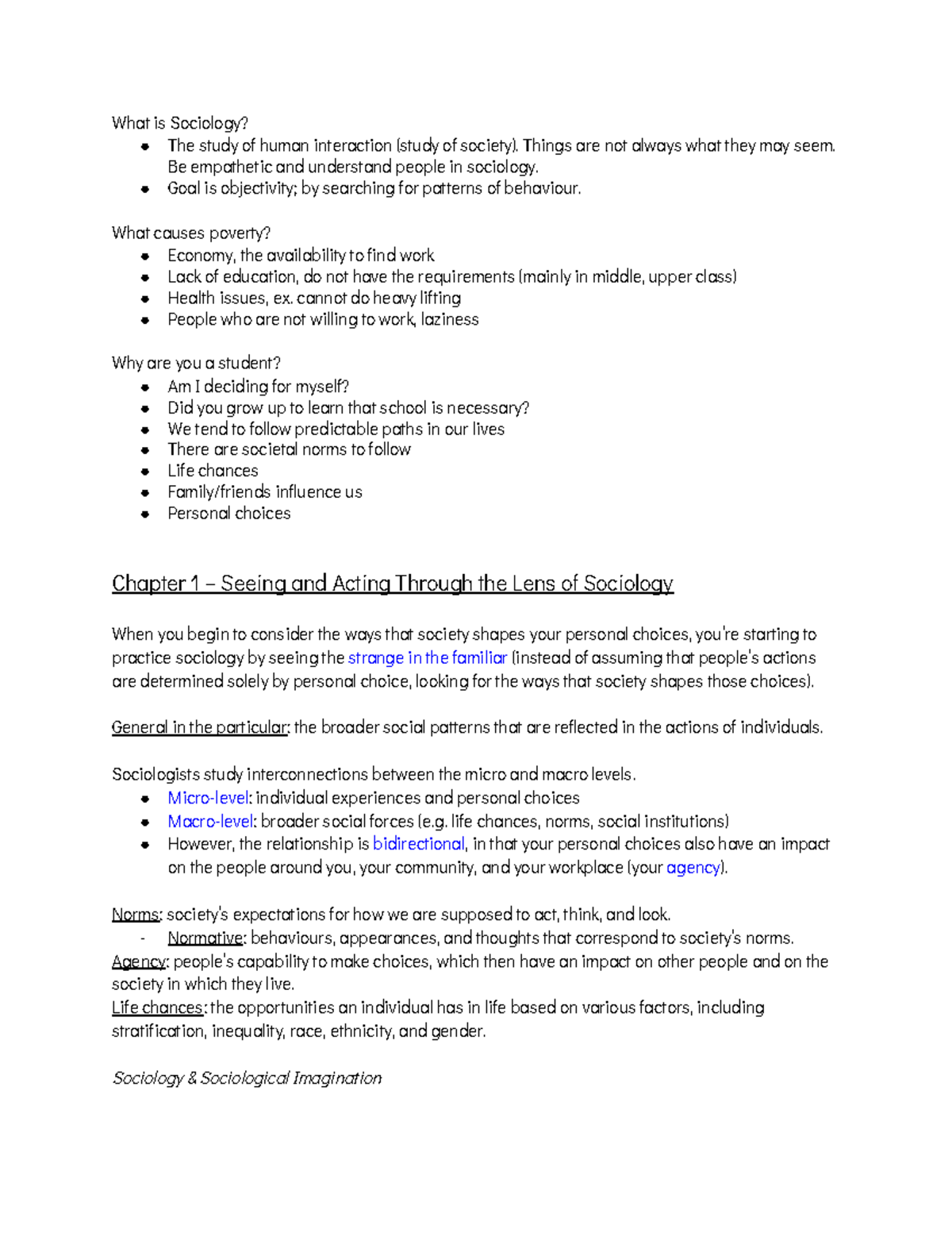 Sociology Lecture Notes - What is Sociology? The study of human ...