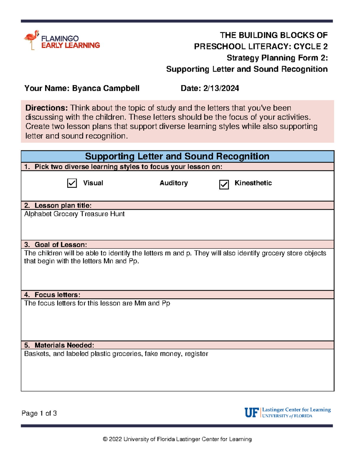Cycle 2 Assignment - Assessment - THE BUILDING BLOCKS OF PRESCHOOL ...