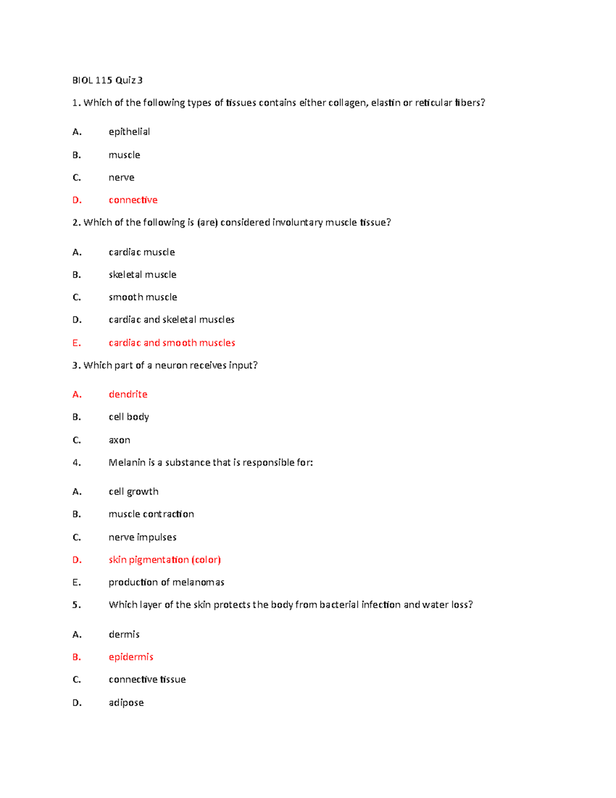 BIOL 115 Quiz 3 - Quiz - BIOL 115 Quiz 3 Which of the following types ...