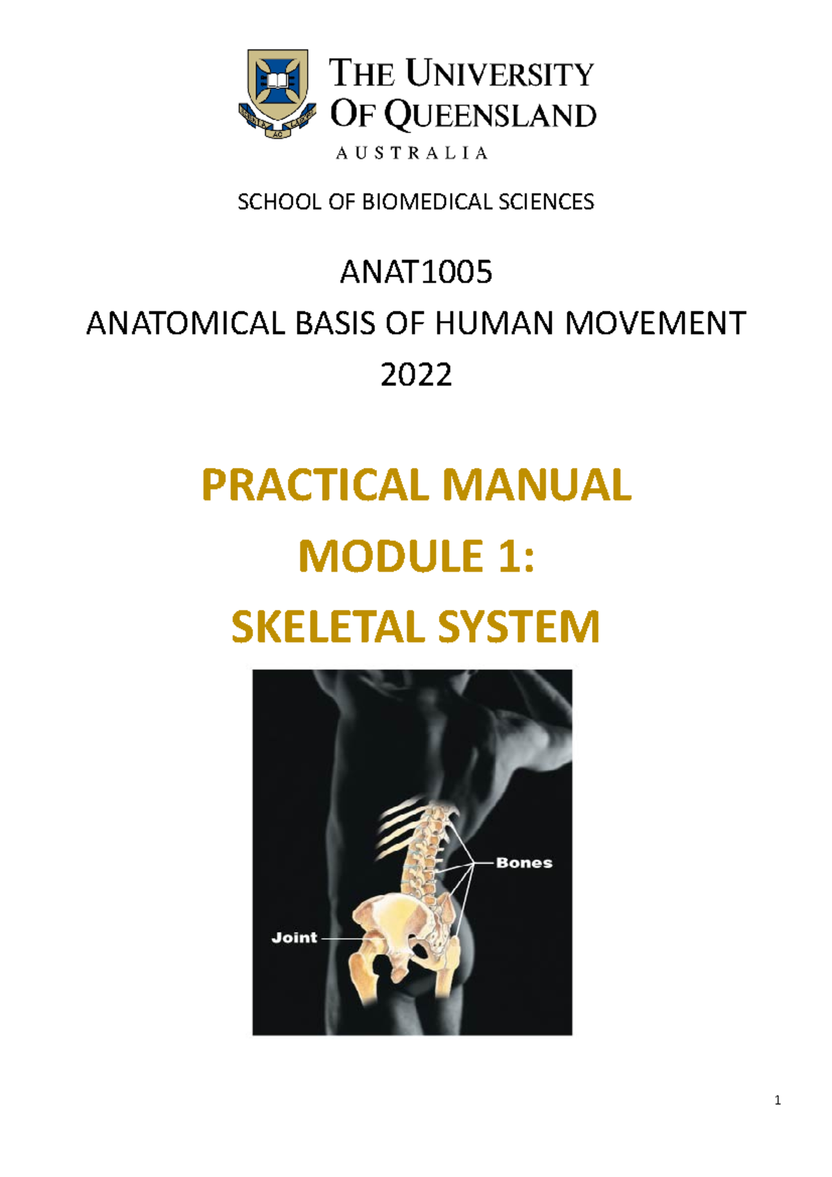 ANAT1005 Pracs Module 1 Skeletal System - SCHOOL OF BIOMEDICAL SCIENCES ...