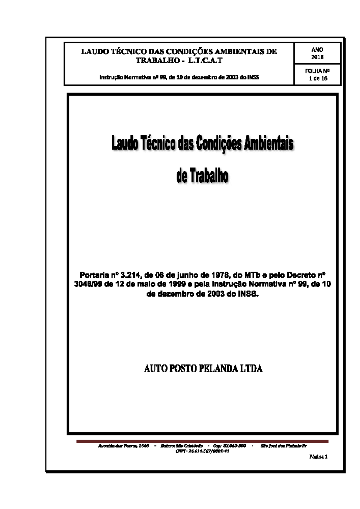 Laudo Ltcat 2 - LAUDO TÉCNICO DAS CONDIÇÕES AMBIENTAIS DE ANO 2018 ...
