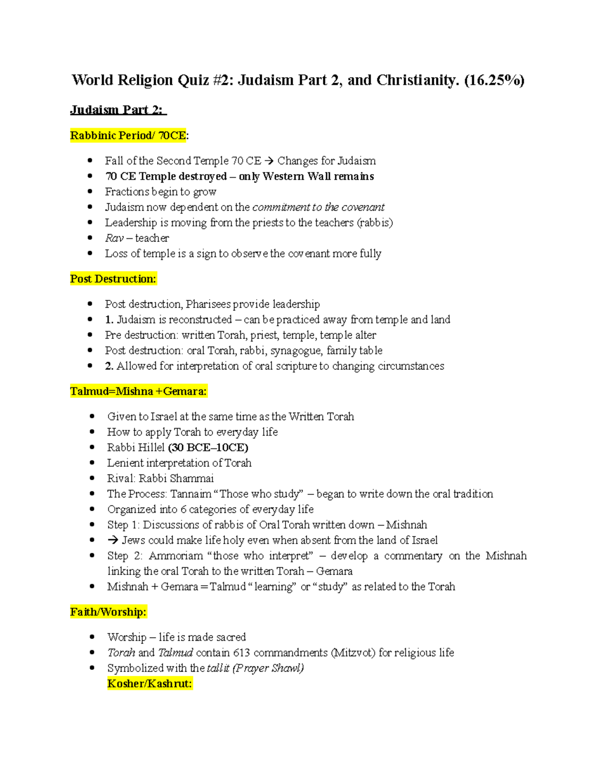 Quiz 2 10 February 2016, questions and answers - World Religion Quiz #2 ...