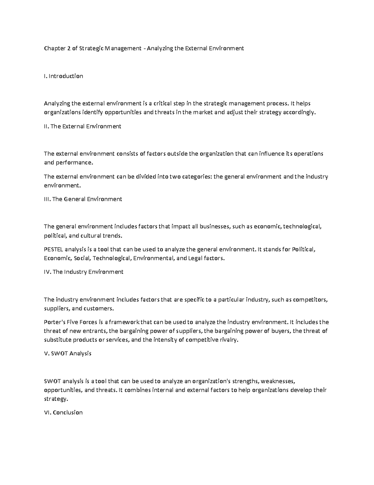 Analyzing the External Environment for Strategic Management - Chapter 2 ...