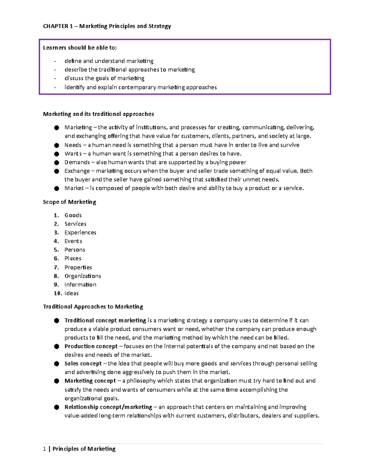 Marketing Principles and Strategies - CHAPTER 1 – Marketing Principles ...