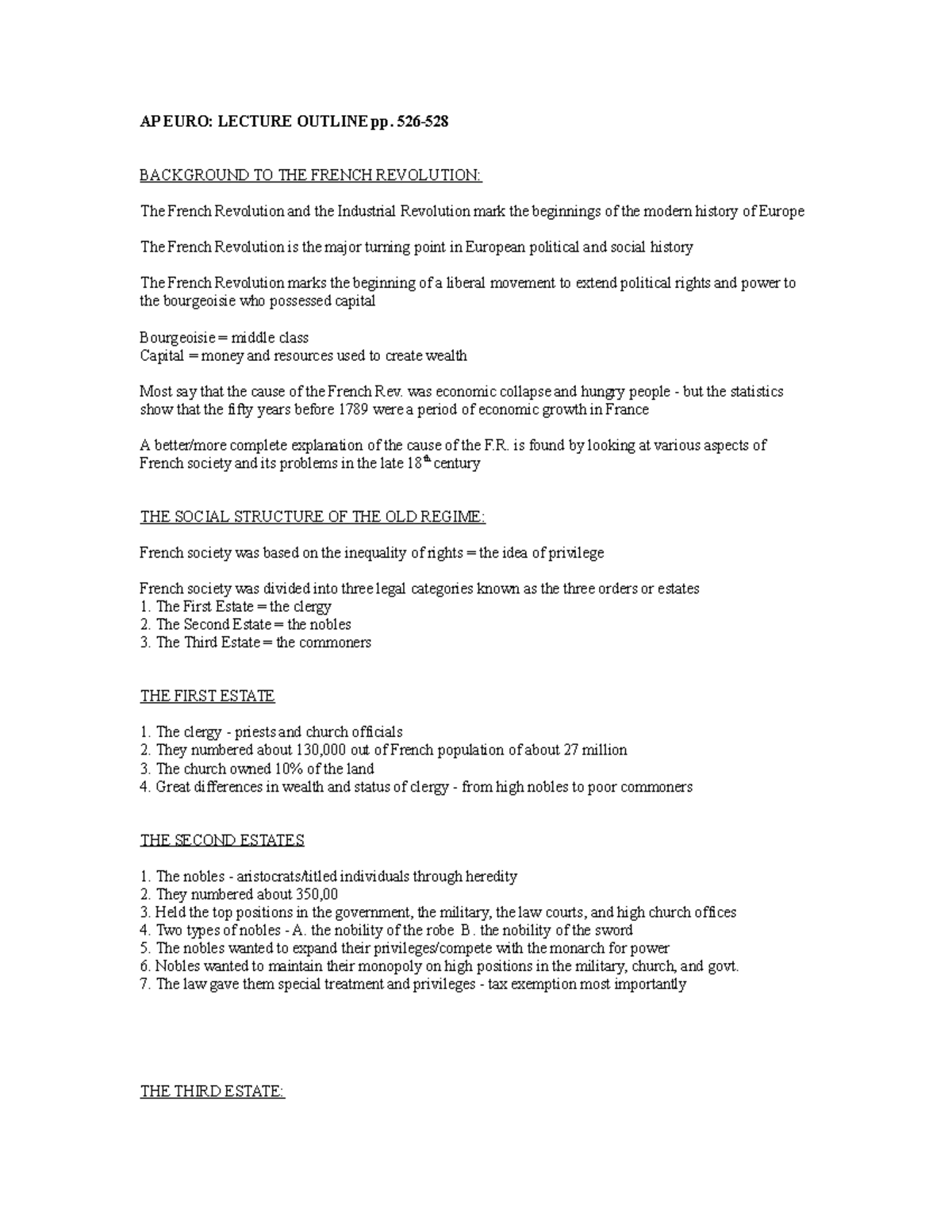 AP EURO - Lecture Outline 19-1 pp 526-528 - AP EURO: LECTURE OUTLINE pp ...