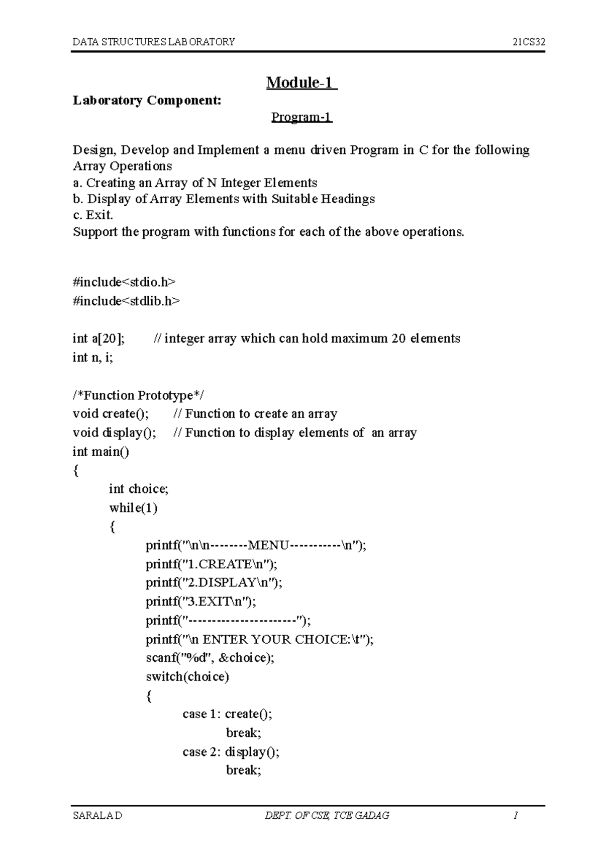 Data Structures Laboratory - 2022 (1) - Module- Laboratory Component: Program- Design, Develop ...