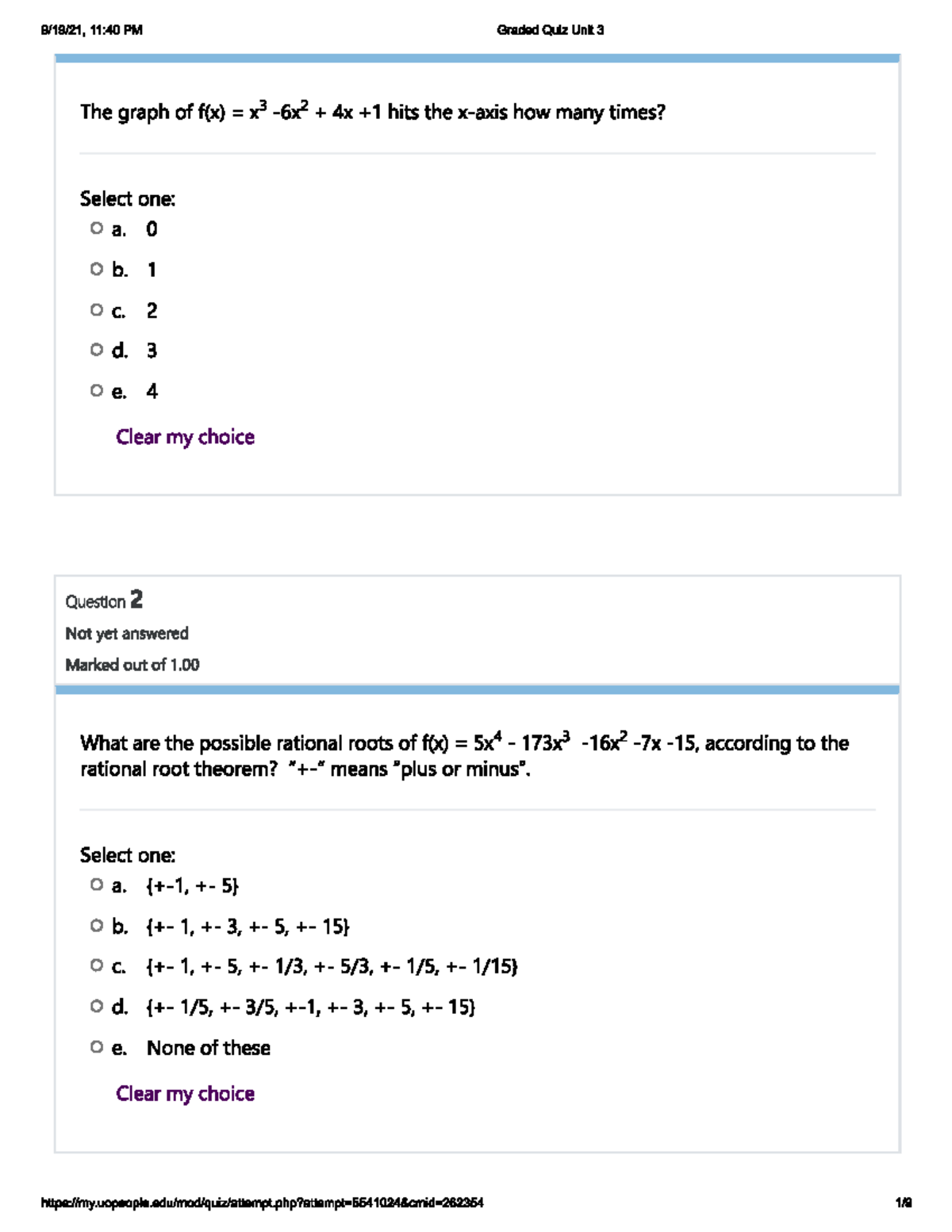 Graded quiz 3 ALgebra - MATH 1201 - Studocu