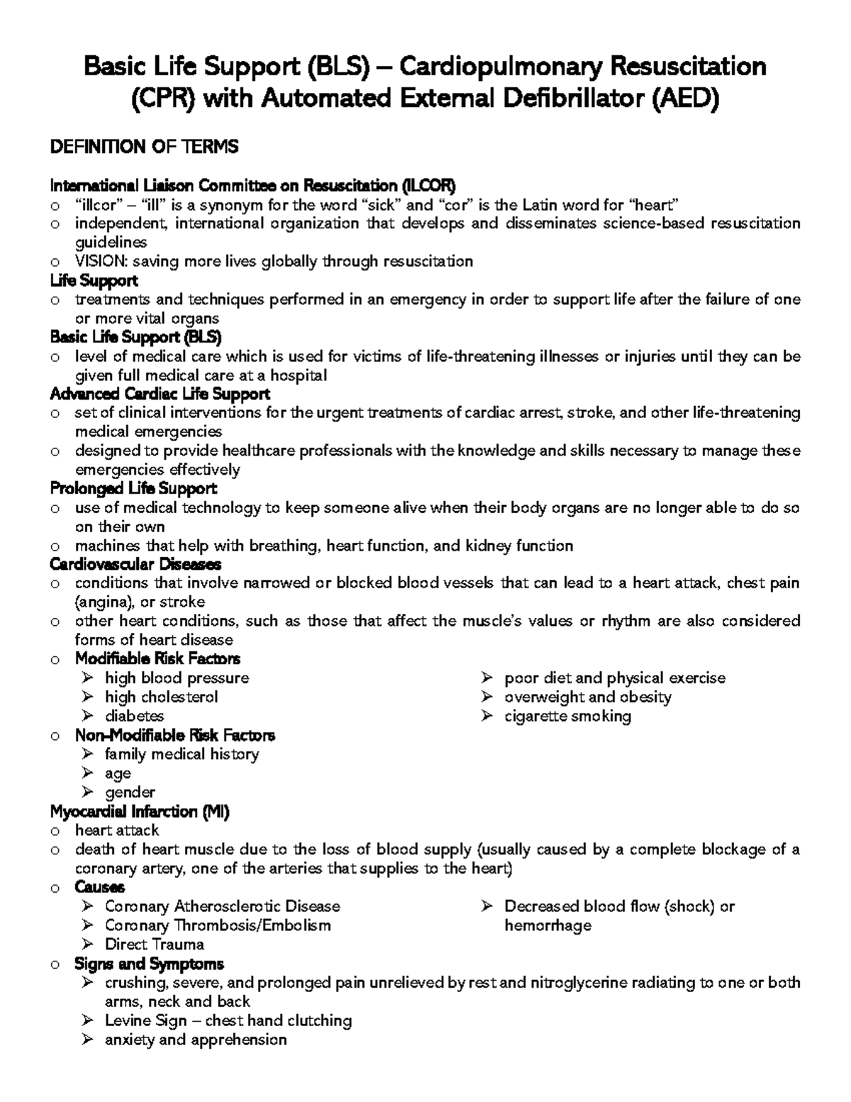Notes - Rescue - Basic Life Support (BLS) – Cardiopulmonary ...