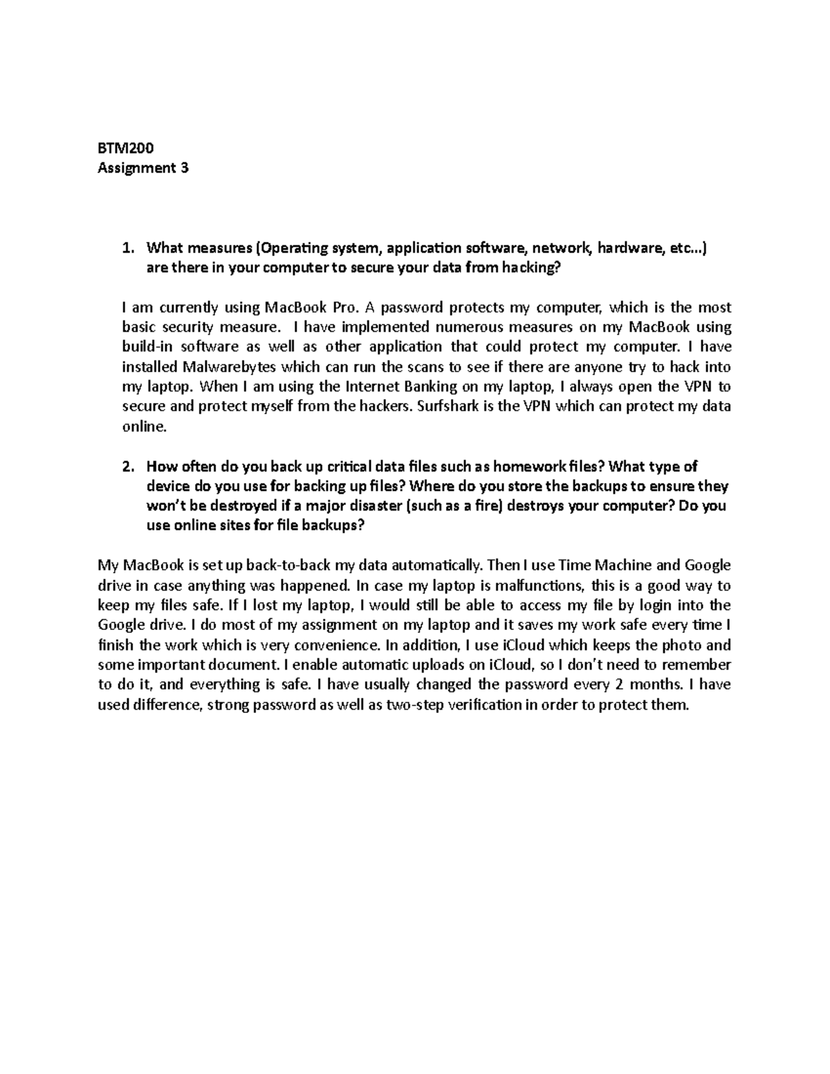 BTM200 Assignment 3 - btm - BTM 200 - Concordia - Studocu
