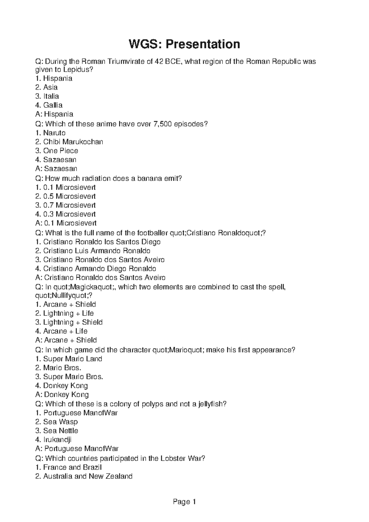WGS154 info 7 - WGS: Presentation Q: During the Roman Triumvirate of 42 ...