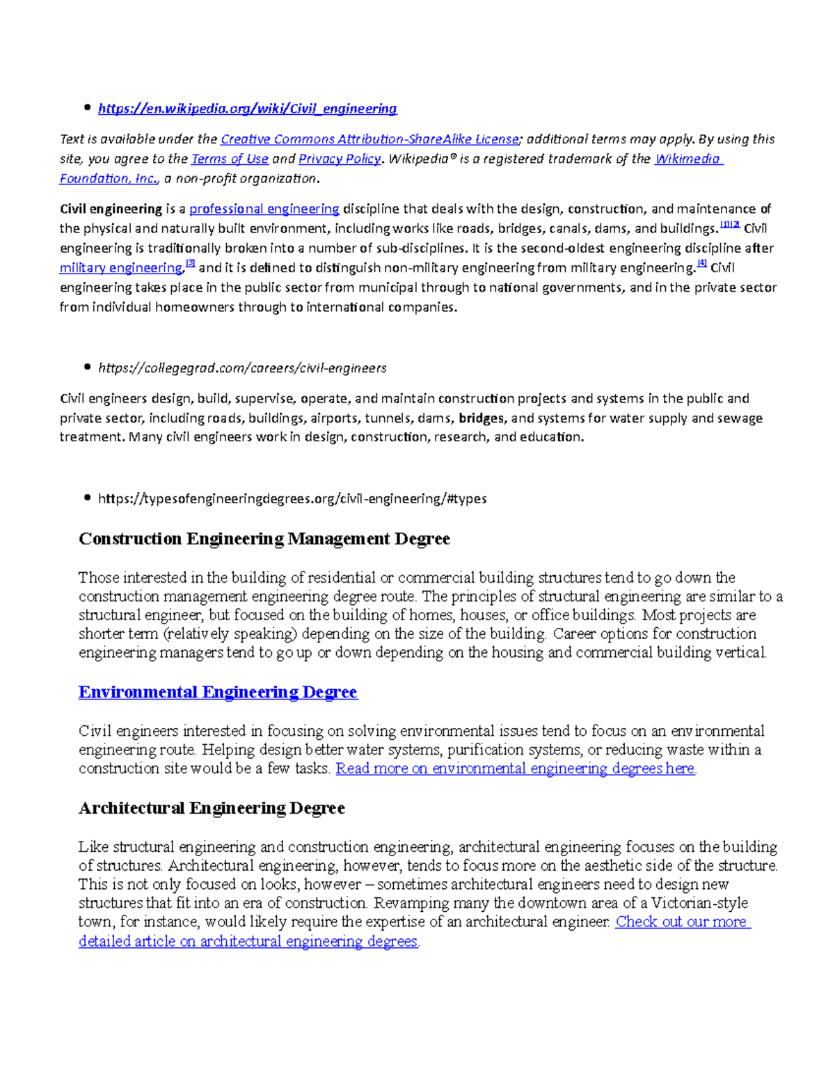 Civil engineer - en.wikipedia/wiki/Civil_engineering Text is available ...