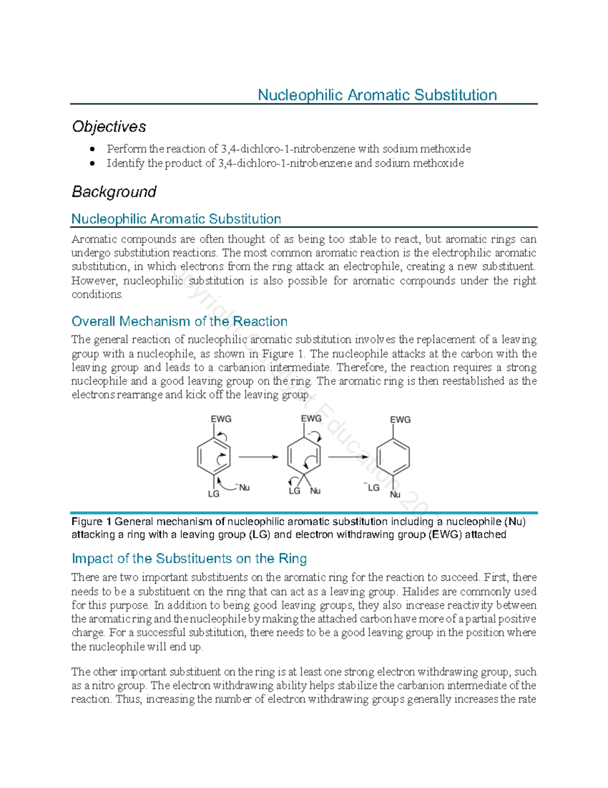 EXP5 - Nucleophilic Aromatic substitution - Nucleophilic Aromatic Substitution Objectives ...
