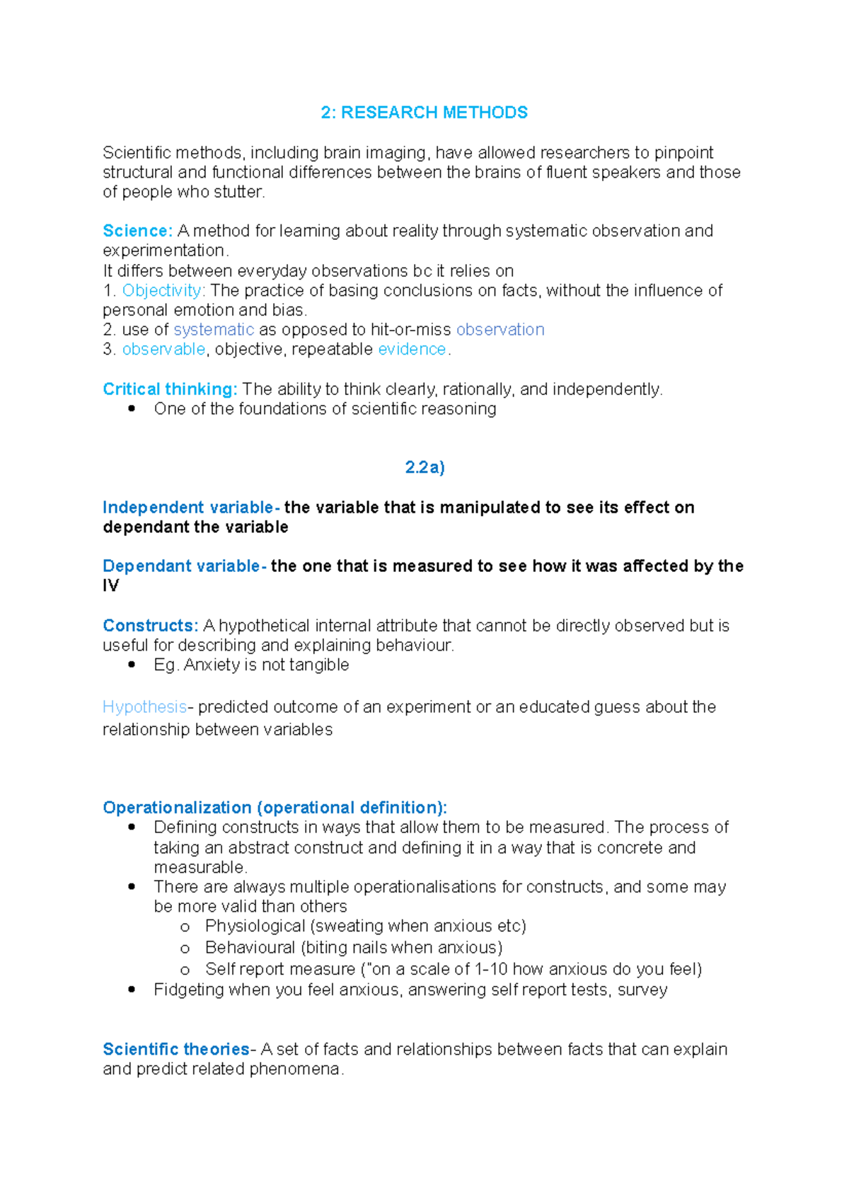 PSY100 module 1B- Research methods - 2: RESEARCH METHODS Scientific ...