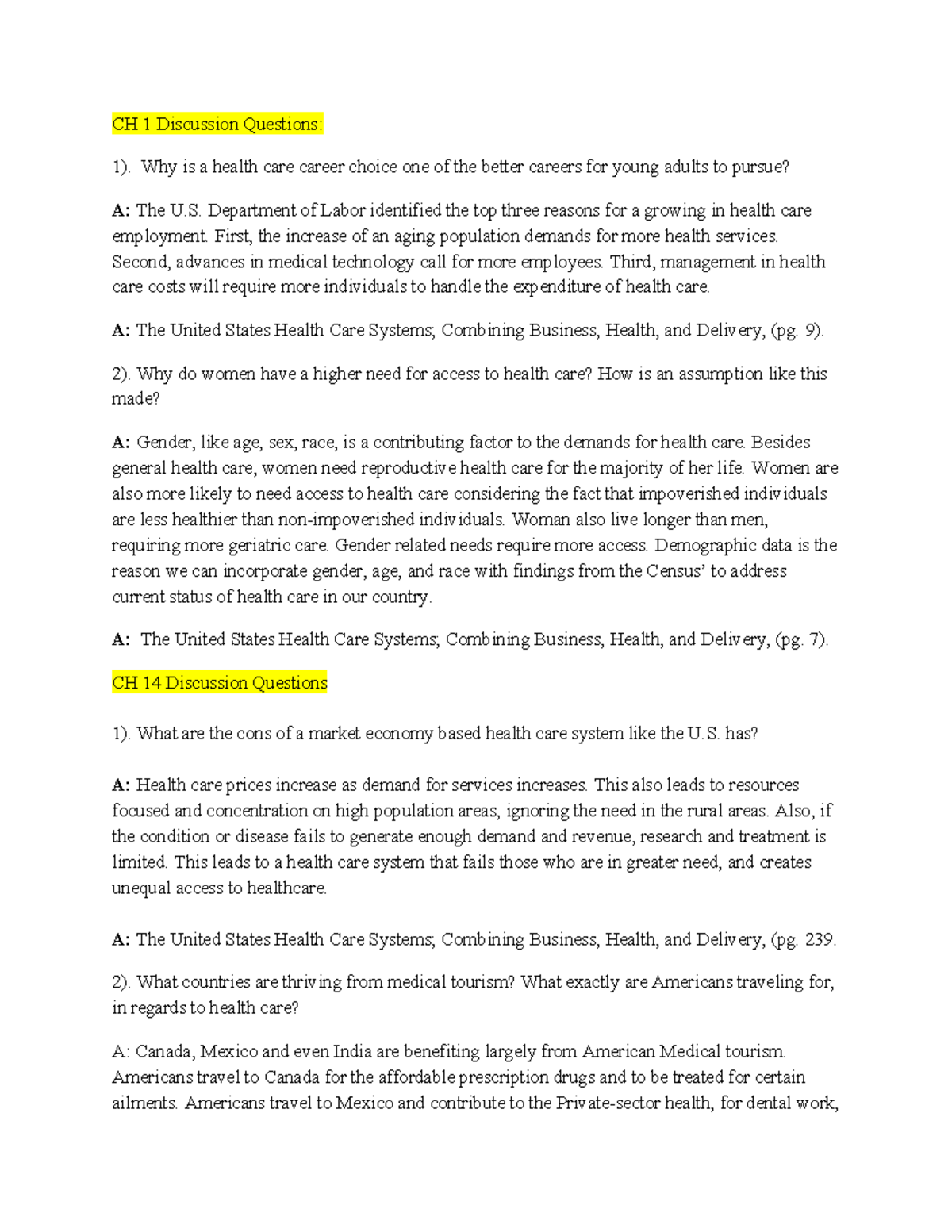 AHS 110 chapter discusson questions - CH 1 Discussion Questions: 1 ...