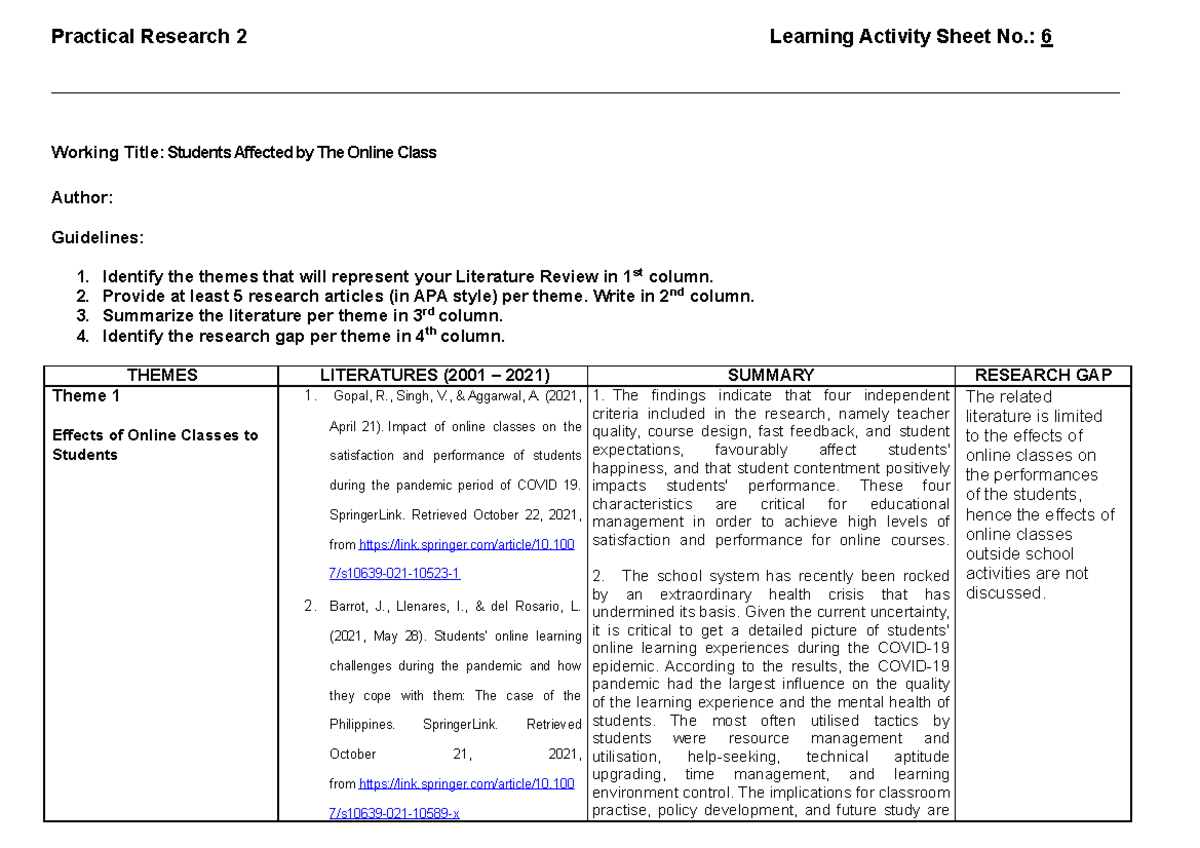 12 abm - 12 abm - Practical Research 2 Learning Activity Sheet No.: 6 ...