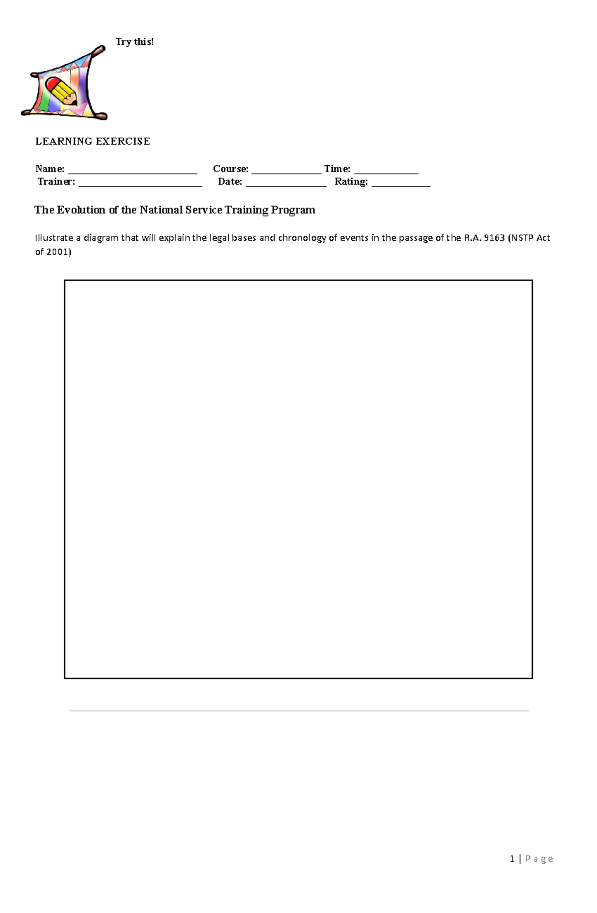 CWTS Lesson 1 4 - NSSSS - Try this! LEARNING EXERCISE Name ...
