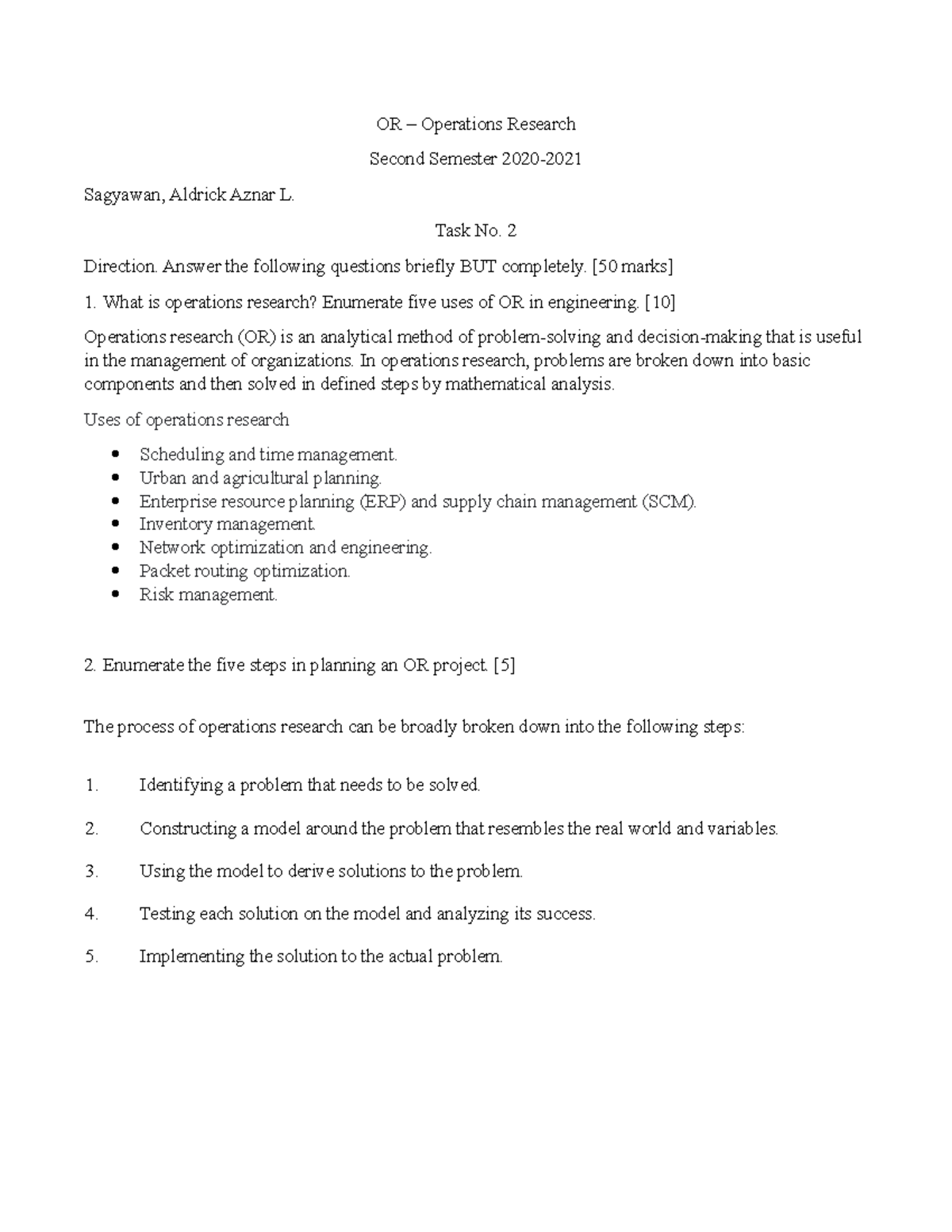 Task No. 1 – A, Sagyawan– - Agricultural and Biosystems Engineering ...